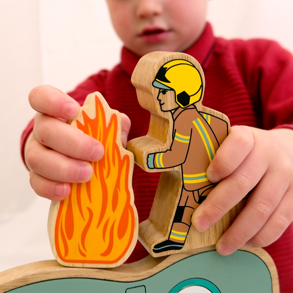 Wooden Running Firefighter Toy Figure | Fair Trade