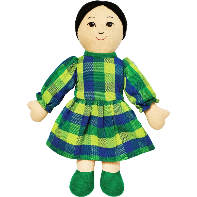 Fair Trade Mum Rag Doll Toy-White Skin Monolid Black Hair | Fair Trade