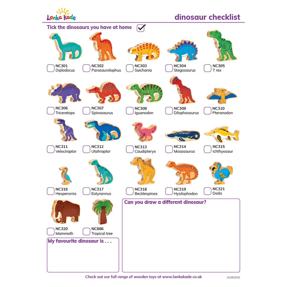 Dinosaur Checklist | Fair Trade