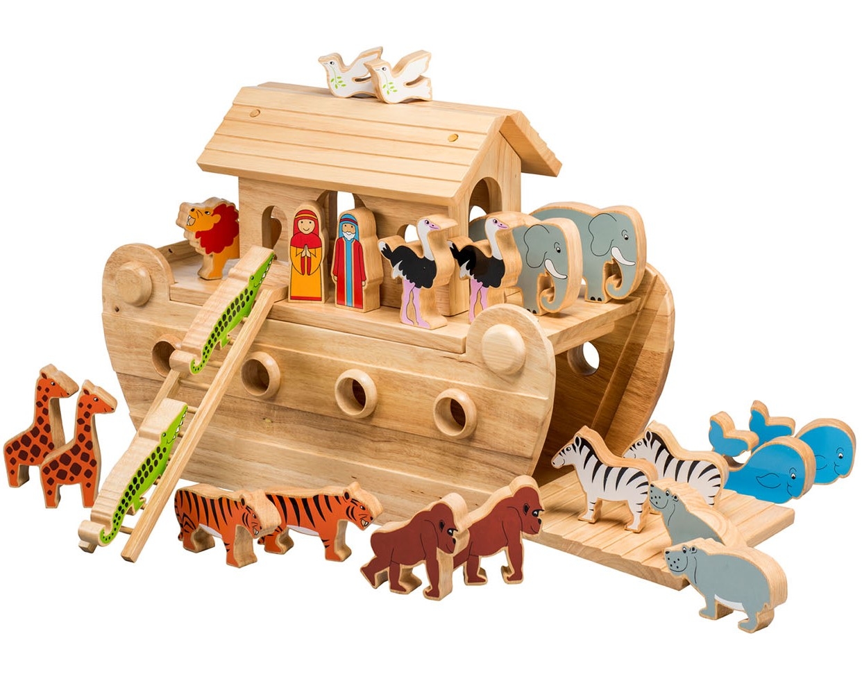 Wooden Toy Deluxe Colourful Noah'S Ark | Fair Trade