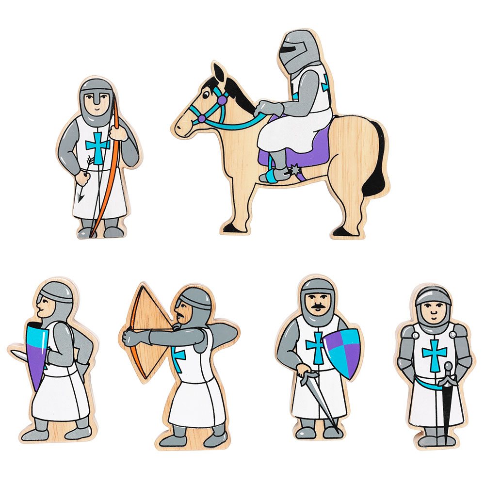 Wooden Toy Blue Knights In Bag | Fair Trade