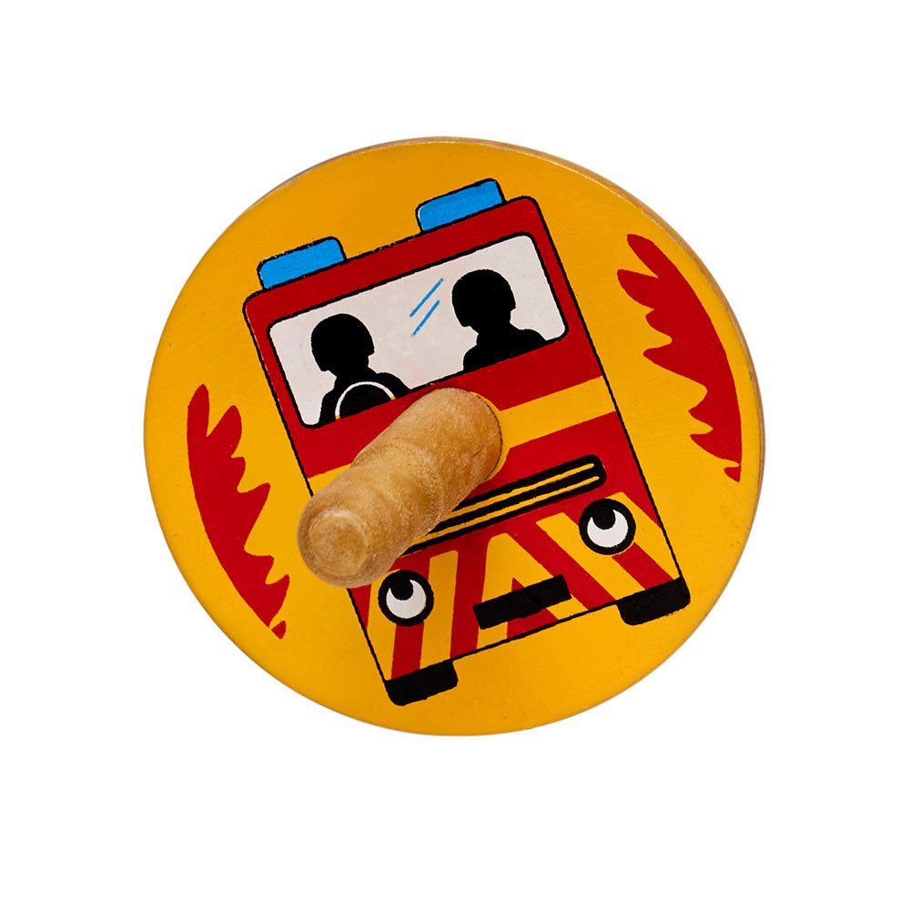 Wooden Toy Fire Engine Spinning Top | Fair Trade