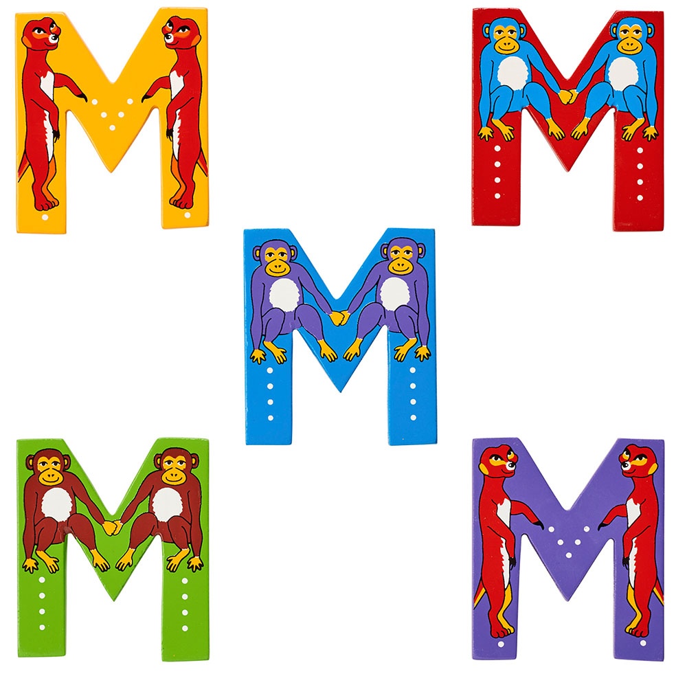 Painted Wooden Animal Alphabet Letter M | Fair Trade