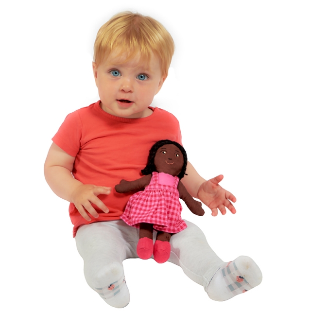 Fair Trade Girl Rag Doll Toy - Black Skin Black Hair | Fair Trade
