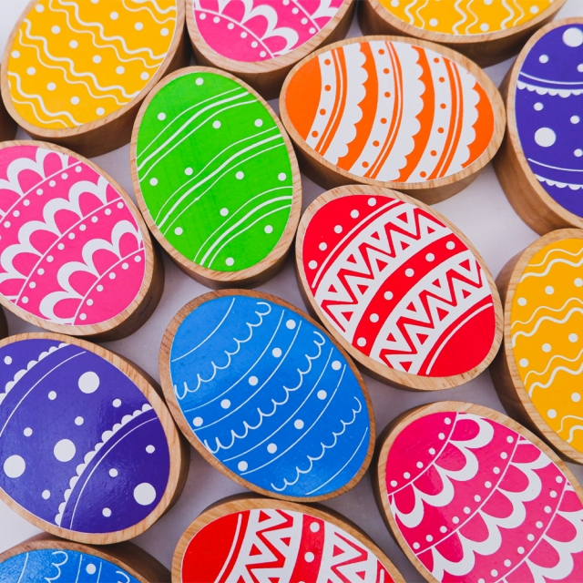 Wooden Toy Rainbow Eggs Playset Fair Trade