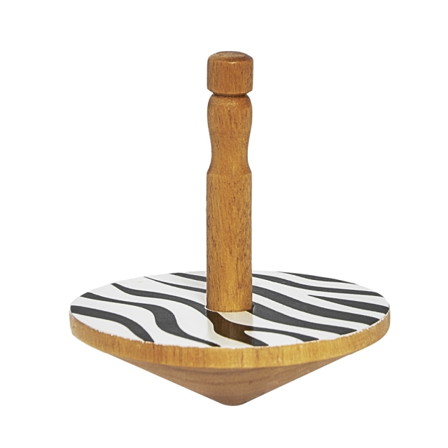 Wooden Toy Zebra Print Spinning Top | Fair Trade