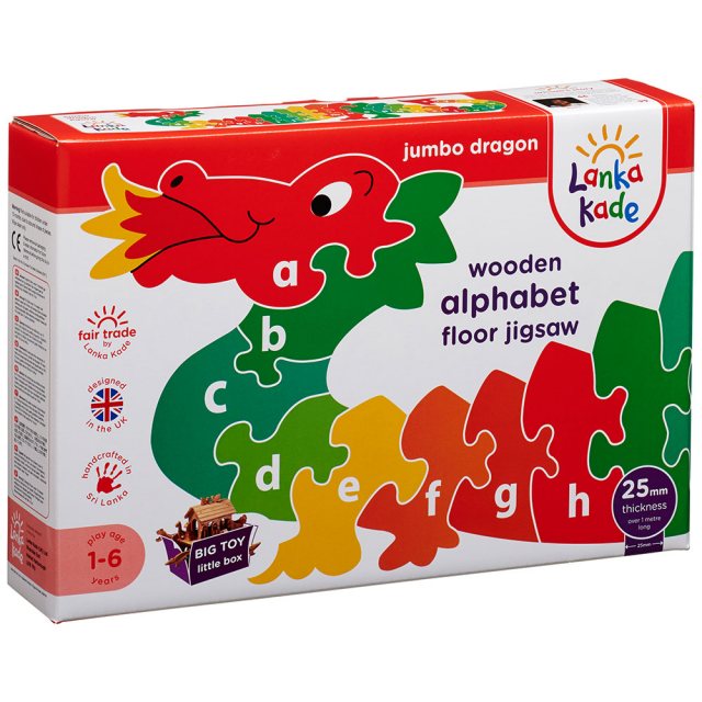 Wooden Toy Jumbo Dragon Alphabet Floor Puzzle | Fair Trade